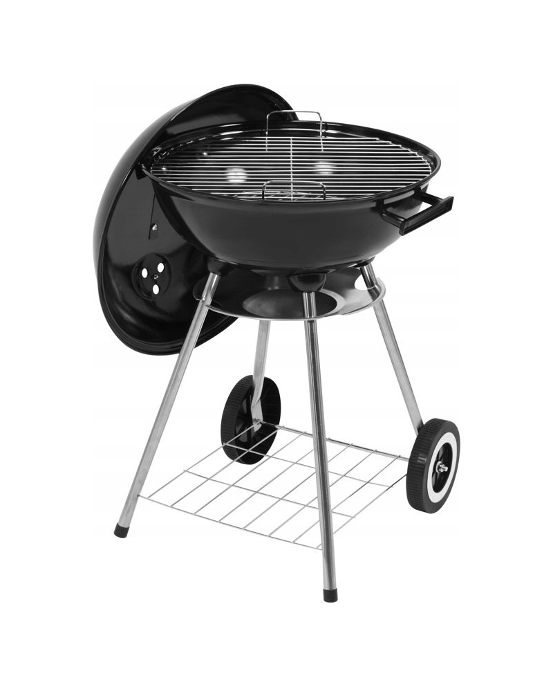 GRILL OGRODOWY WĘGLOWY OKRĄGŁY Z POKRYWĄ DUŻY KOŁA